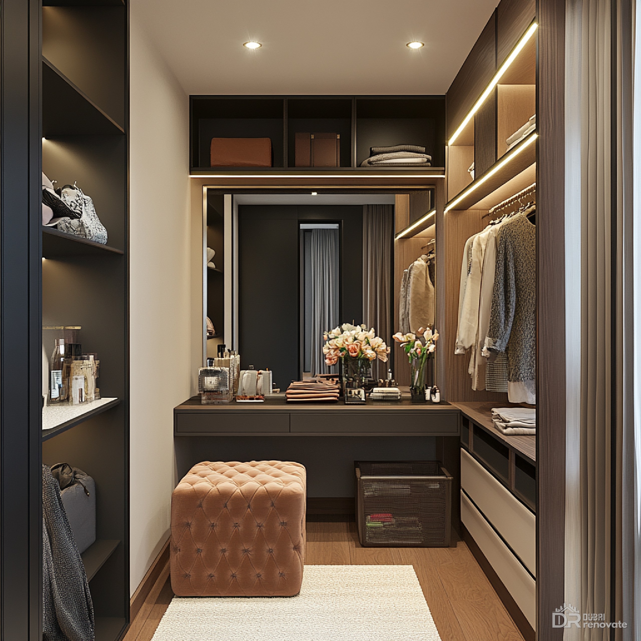 Dubai Modern Luxury Dressing Room Illuminated Vanity — Design ...