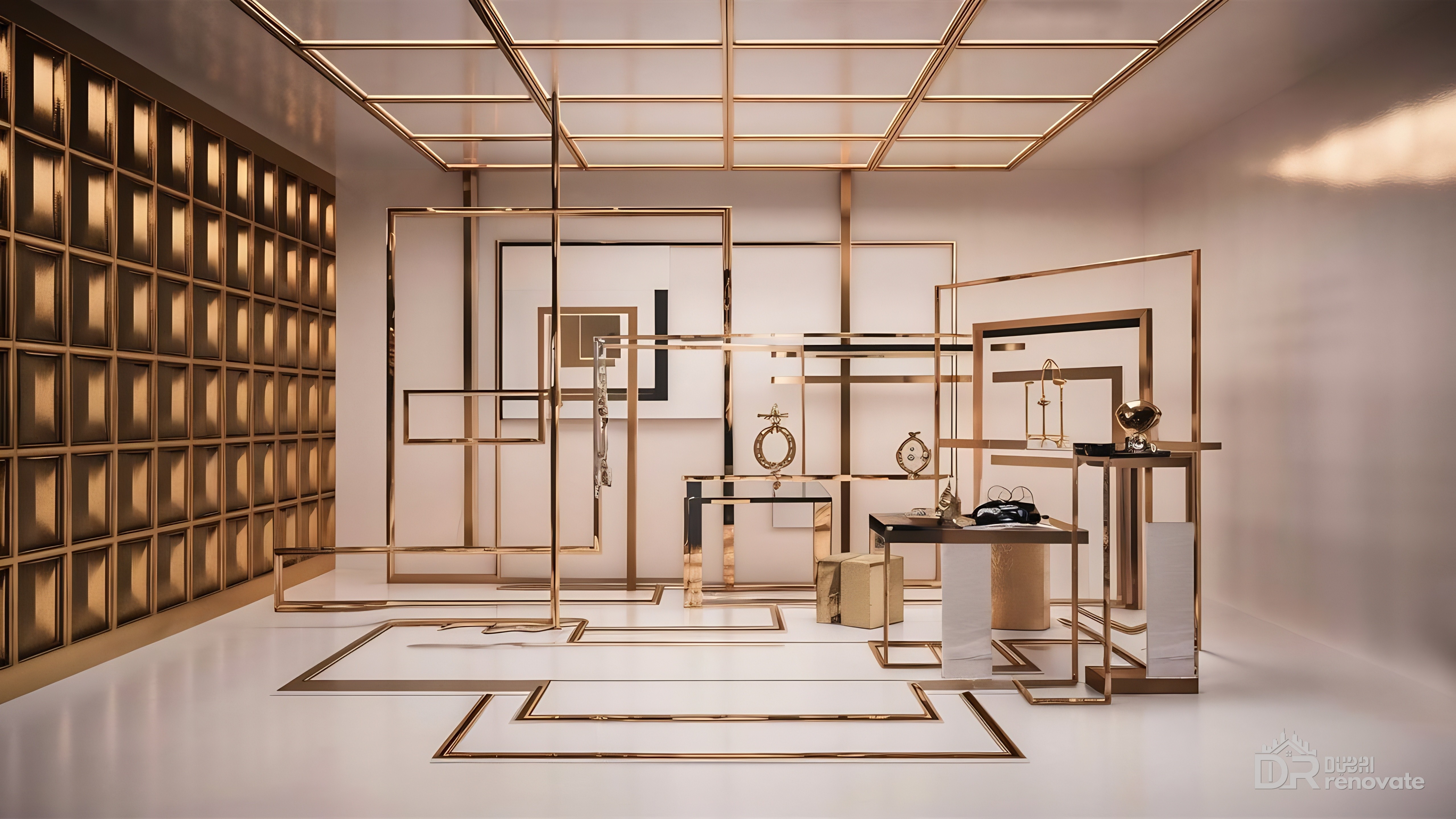 Dubai Luxury Minimalist Gold Showroom Design Ideas for Dubai Retail
